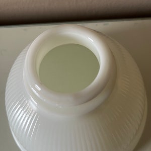 Opaque White Ribbed Lamp Shade / Milk Glass Diffuser Lamp Shade for Hanging Fixture or Torchiere ...