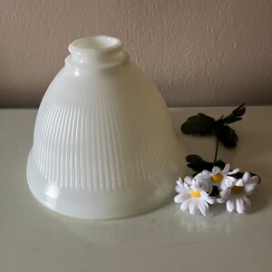 Opaque White Ribbed Lamp Shade / Milk Glass Diffuser Lamp Shade for Hanging Fixture or Torchiere ...