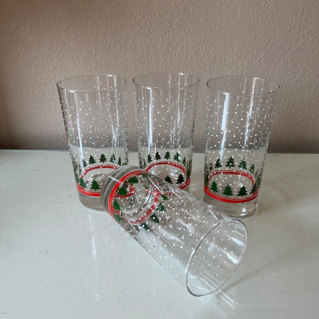 Libbey Christmas Barware / Christmas Highball Glasses With Trees, Snow ...