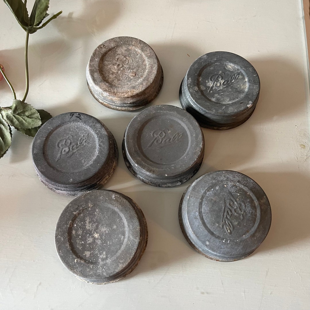 6 Vintage Zinc Lids for Ball Mason Jars / Vintage Metal Lids for ...