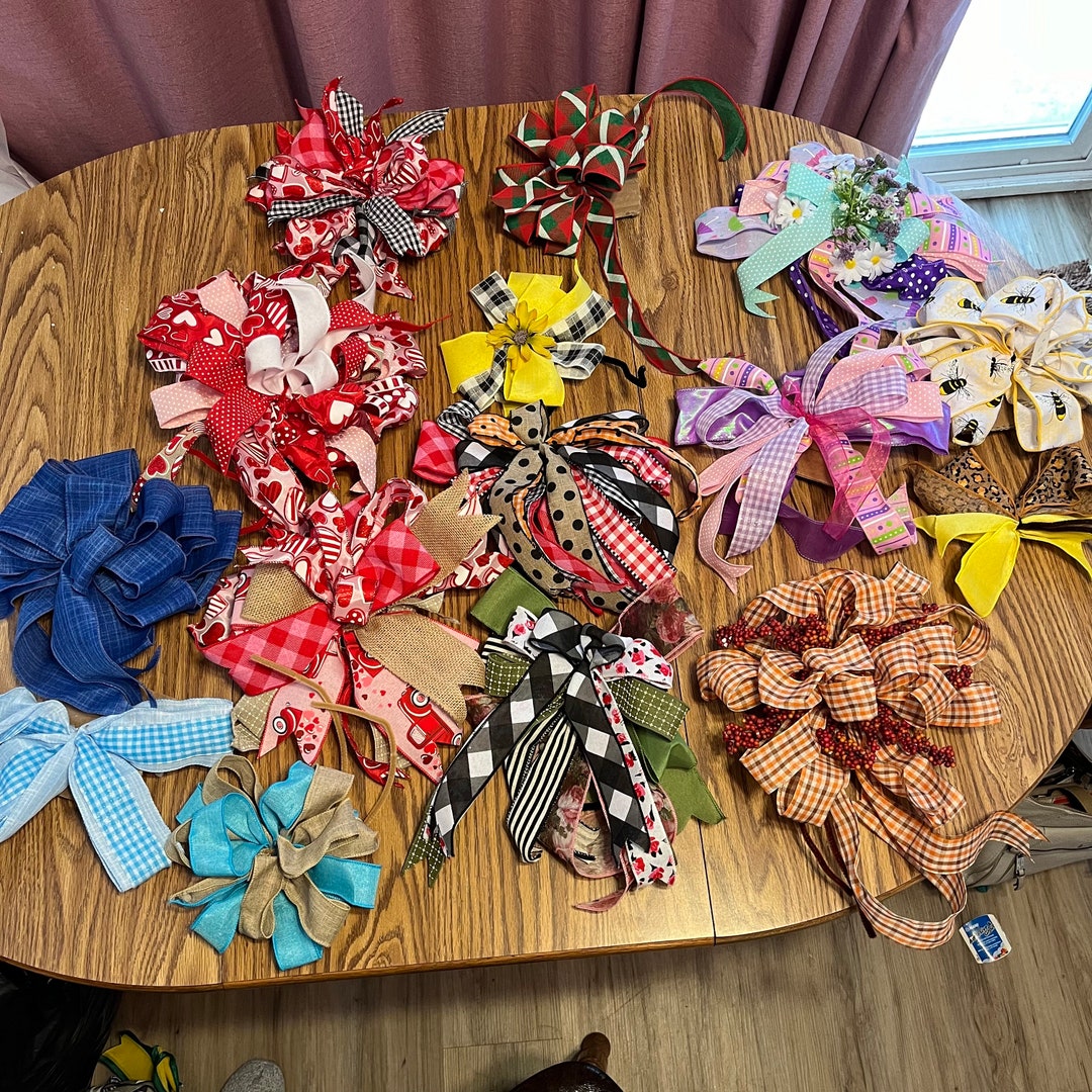 Lot 1 , 15 Handmade Bows for Packages, Wreaths, Crafts, Projects / Wire ...