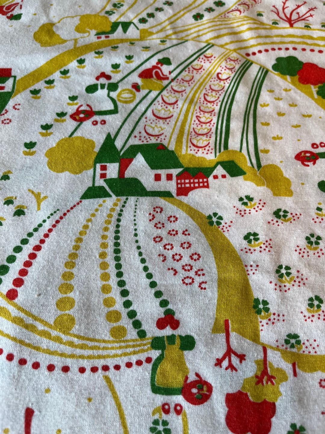Vintage Knit, Stretchy Fabric in Chartreuse and Green and Orange on ...