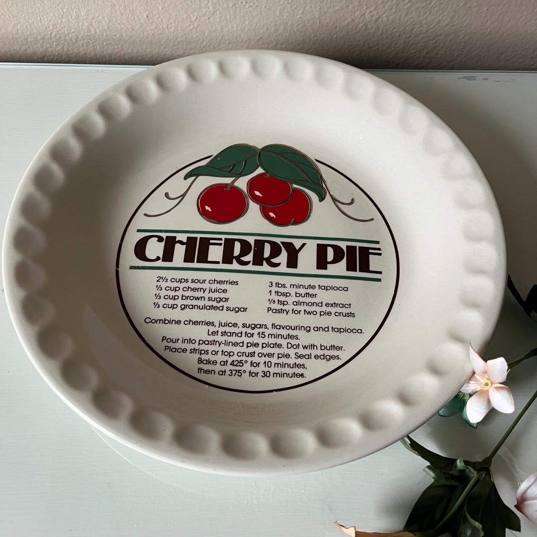 Used Ceramic Mount Clemens Pottery Cherry Pie Plate / Recipe Pie Plate ...