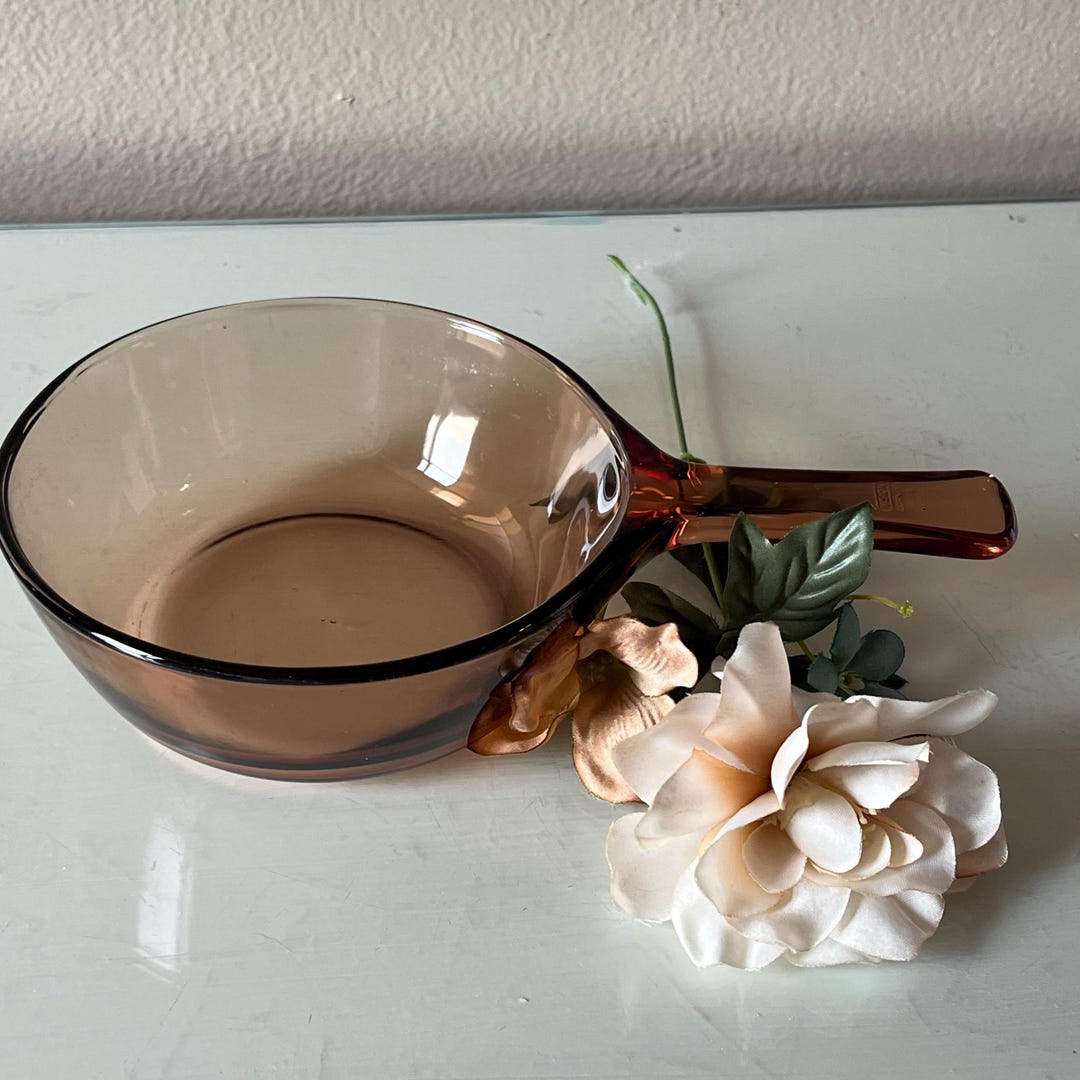 Vintage Amber Vision Corning USA Small Saucepan / Vintage Amber Glass ...
