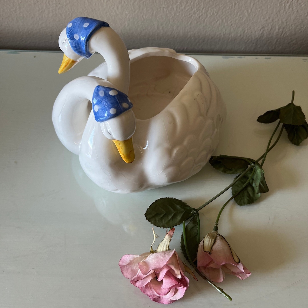 Vintage Duck, Goose Planter / 1980s Duck, Goose Decor / Intertwined ...