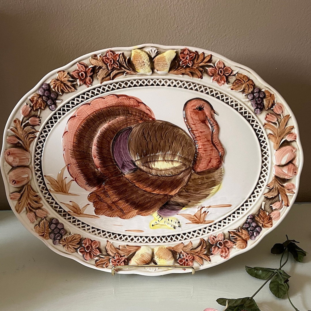 Large Oval Turkey Platter / Lefton Turkey Platter / Made in Japan ...