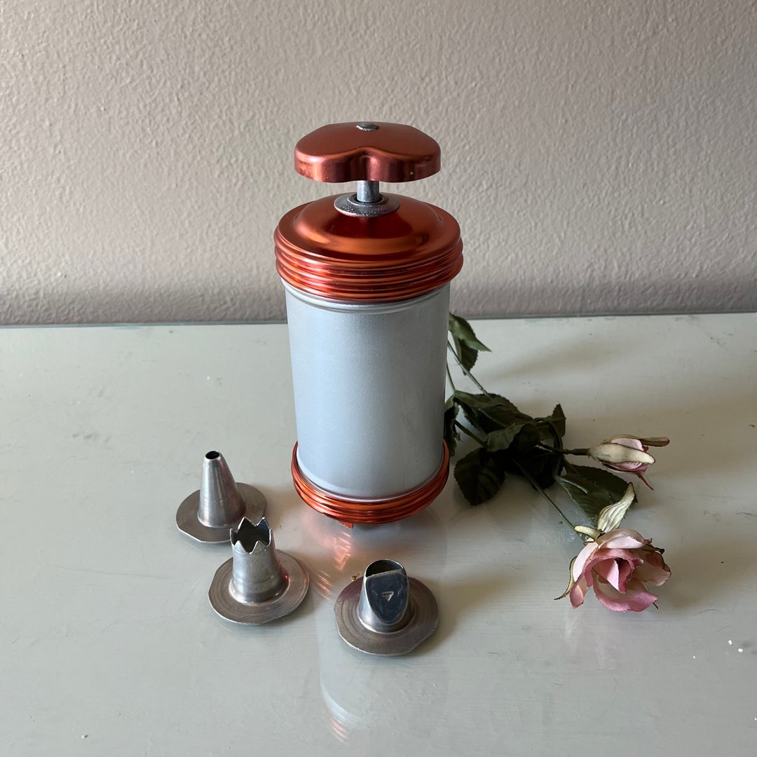 Vintage Mirror Aluminum Cookie Press With 3 Icing, Frosting Discs ...
