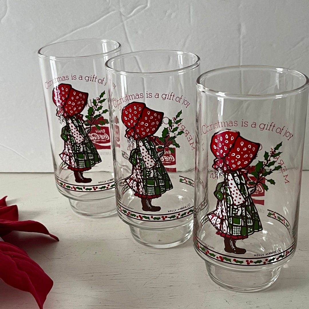 Used Vintage Holly Hobbie Christmas Glasses Tumbler Christmas Is A