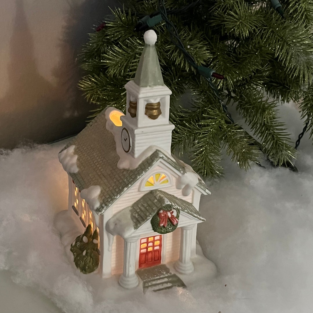 Vintage Partylite Tea Light Burner / Christmas Church Ceramic House for ...