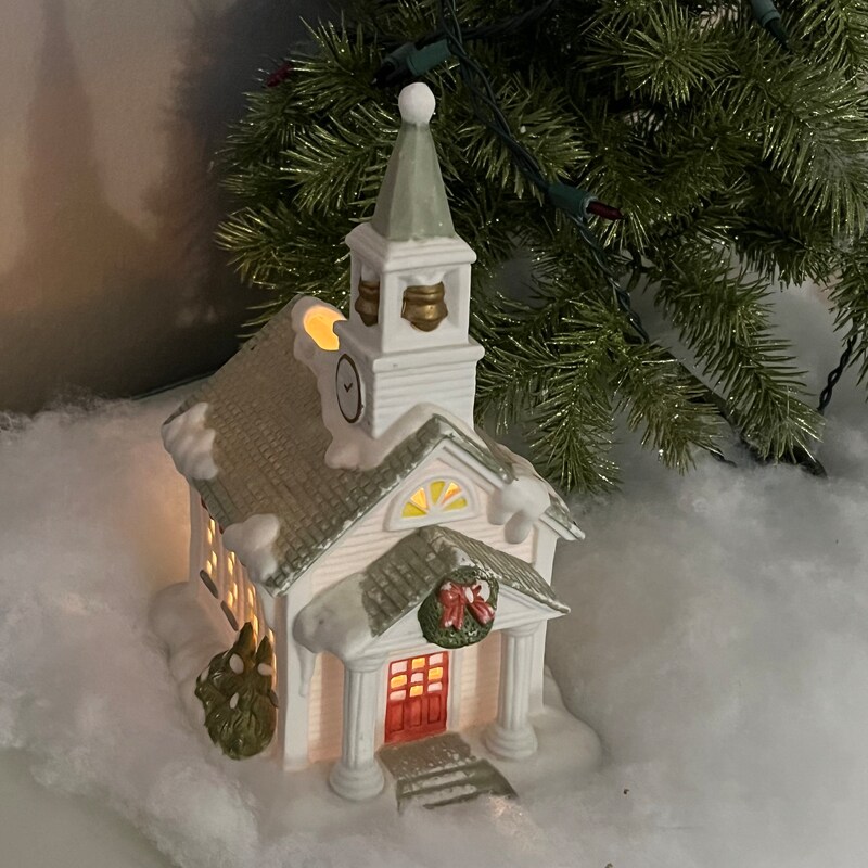 Lighted Ceramic Church - Etsy