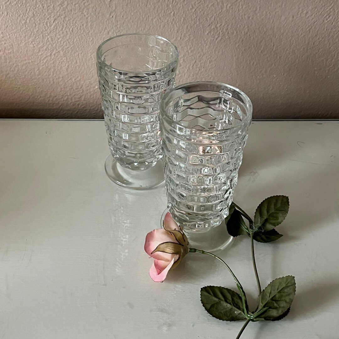 Indiana Glass Clear Whitehall Iced Tea Water Tumblers Footed Clear