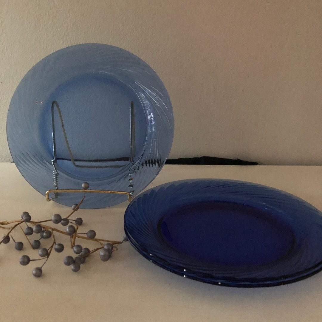 Set of Three Cobalt Blue Dinner Plates From Pyrex, Blue Festiva Pattern ...