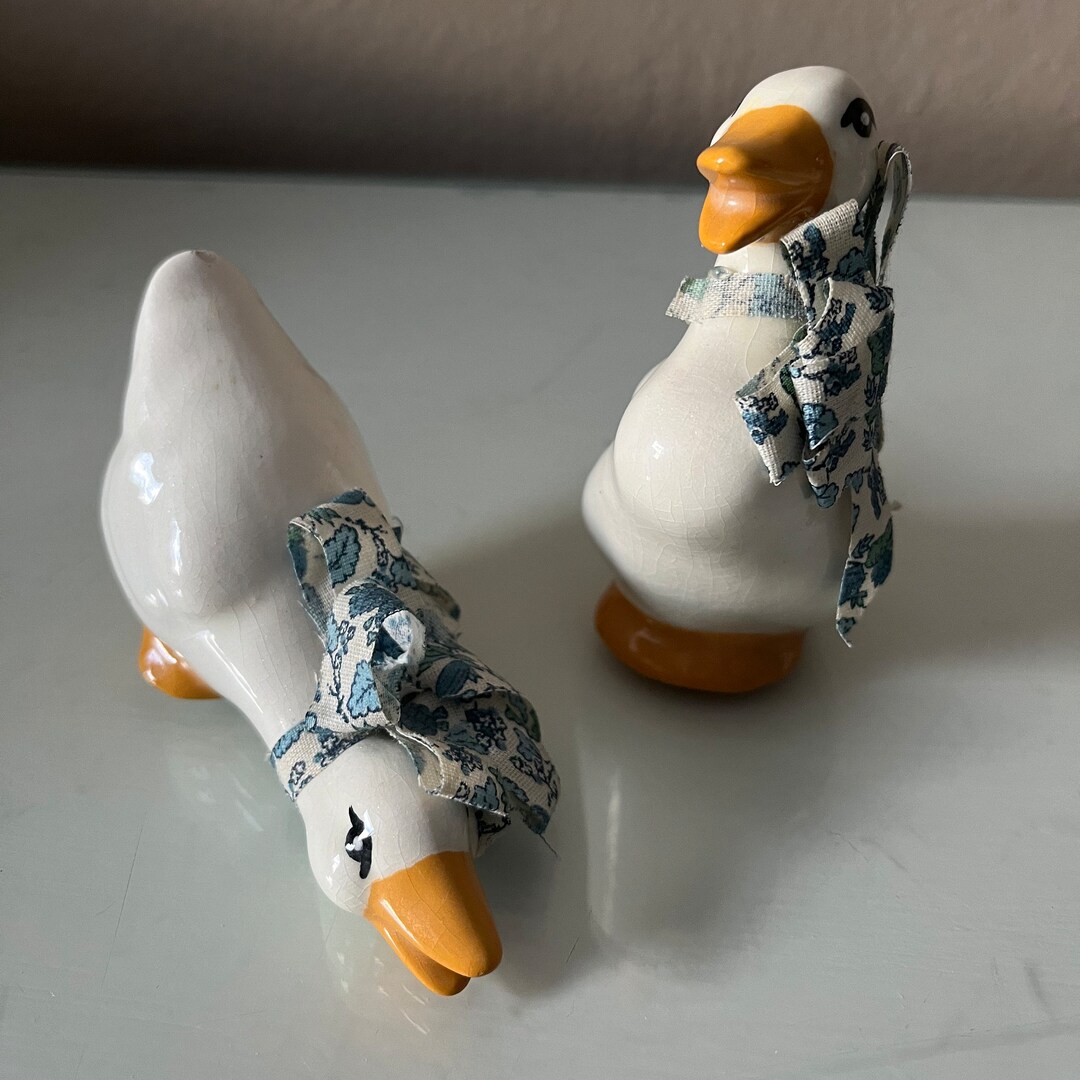 Pair of Small Ceramic Geese, Ducks / Vintage Geese, Duck Decor / Circa ...