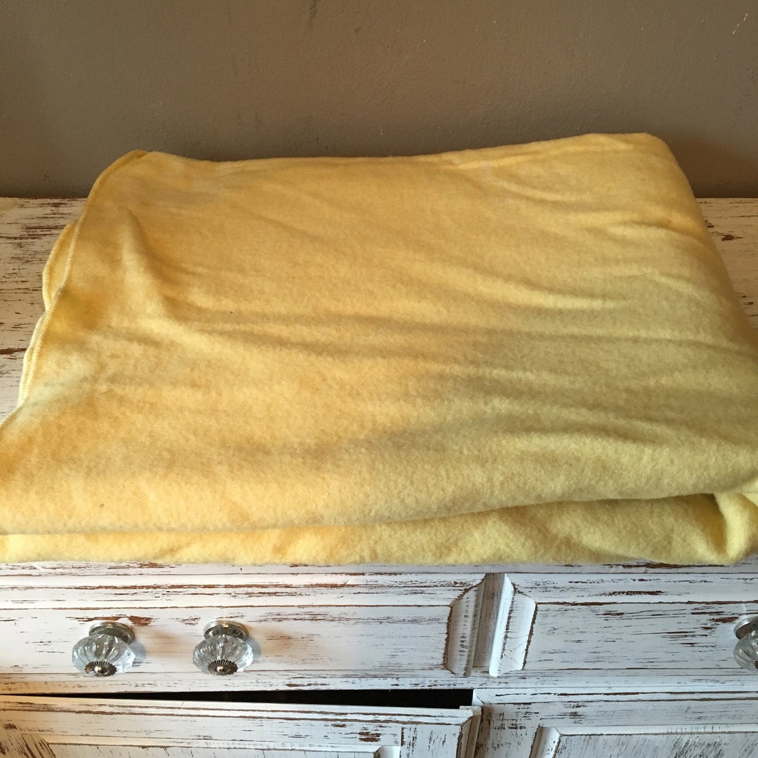 Large Lemon Yellow Cutter Wool Blanket / Used Fabric for Crafting, Rug ...