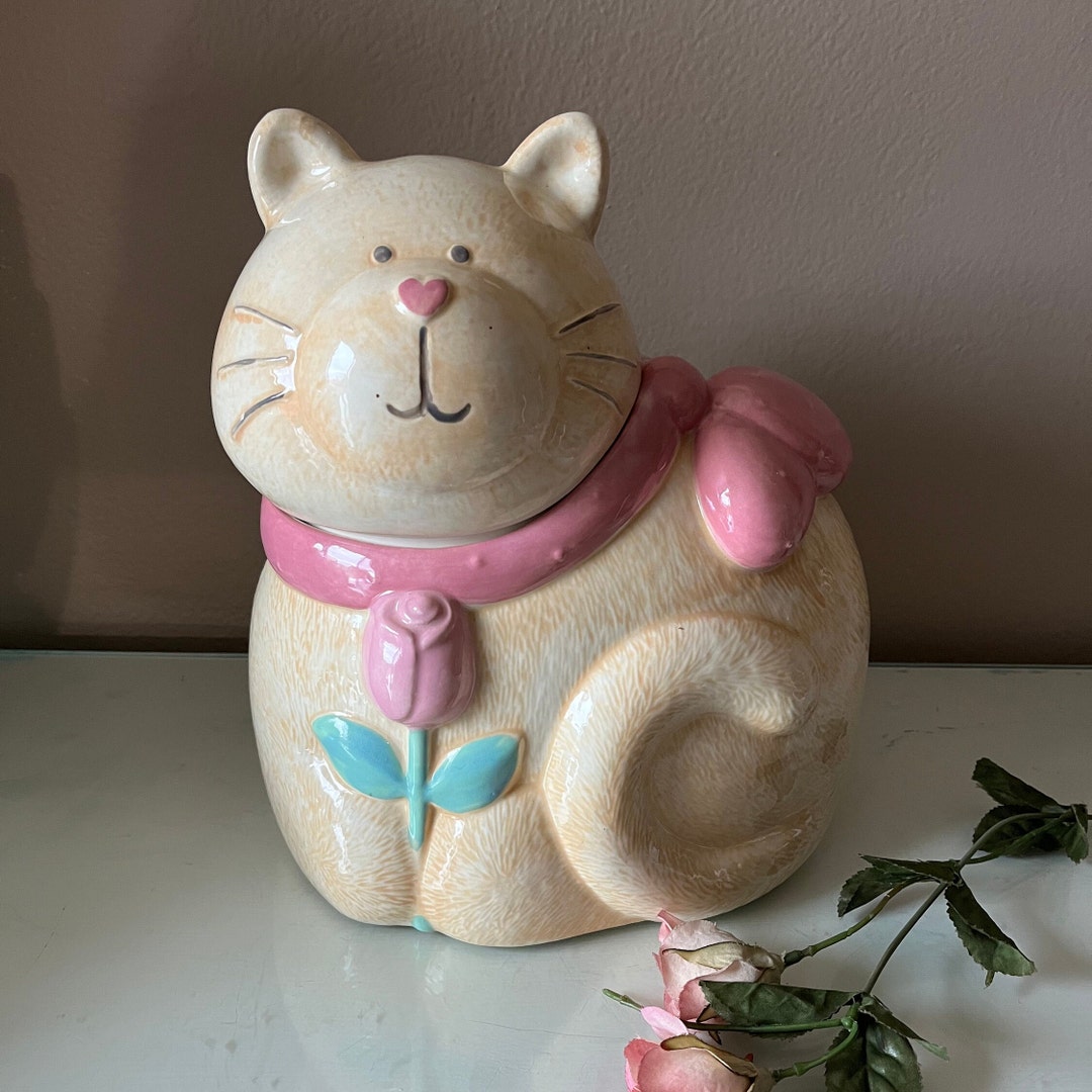 Large Ceramic Cat Cookie Jar / Susan Marie Treasure Craft Cat - Etsy