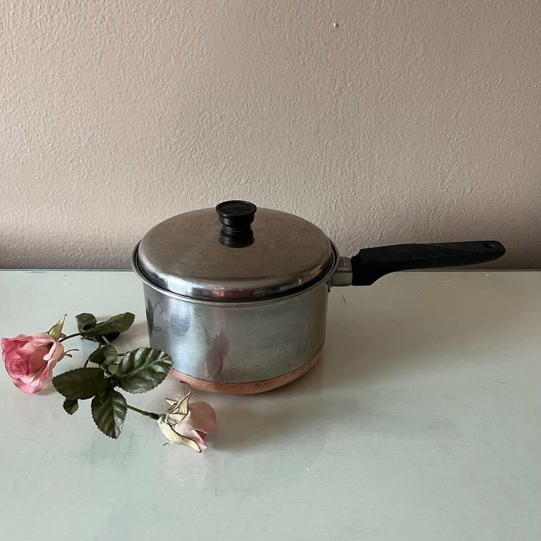 Vintage Copper Bottom Saucepan / Ekcoware Stainless Steel With Thick ...