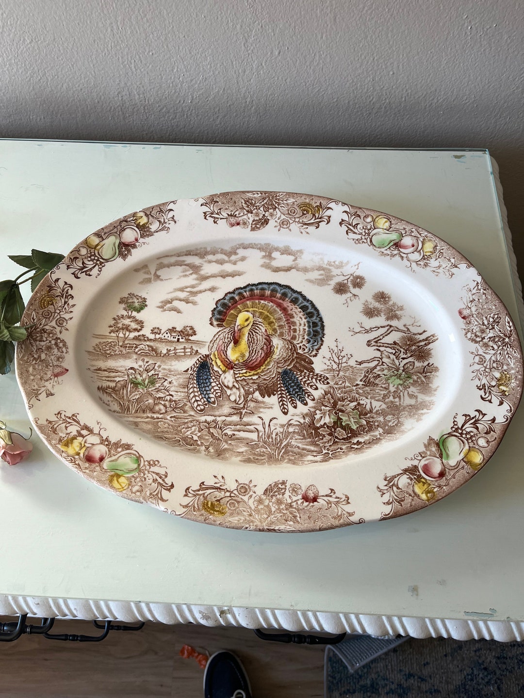 Large Oval Turkey Platter / Ironstone Transferware Made in Japan ...