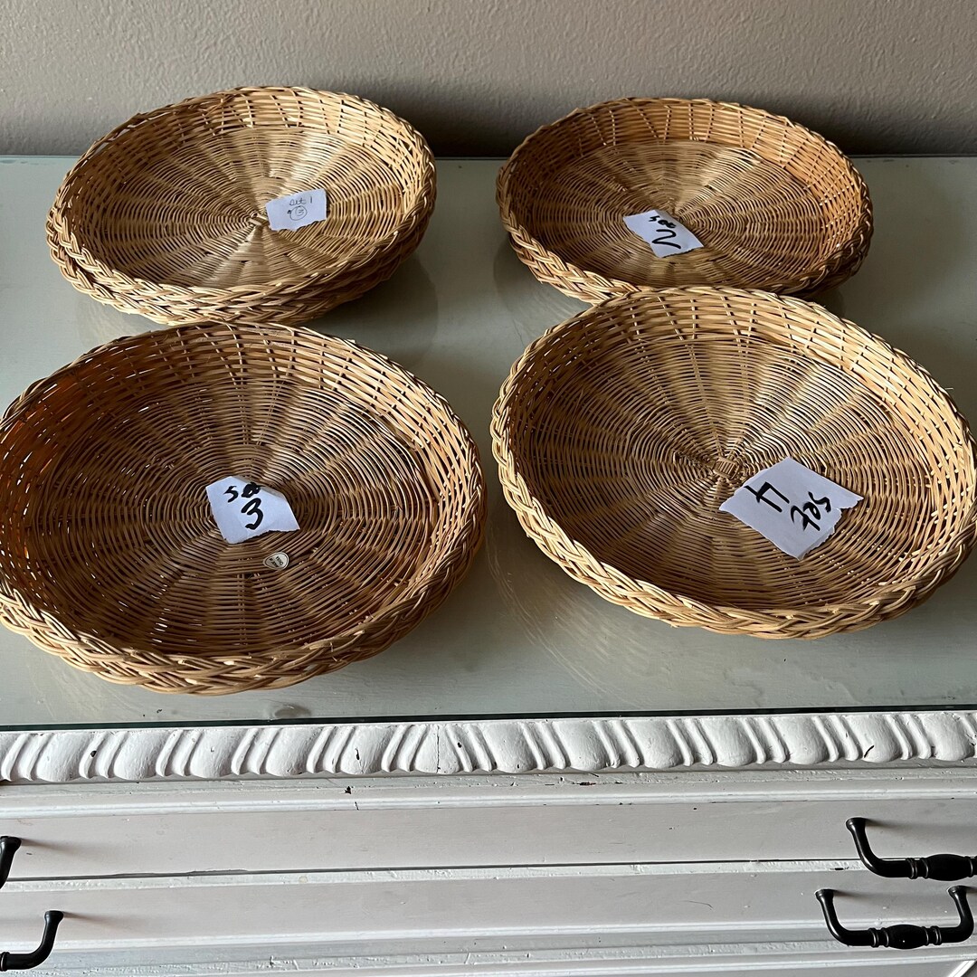 Set of 3 or 4 Wicker Woven, Paper Plate Holders / Boho Kitchen Items ...