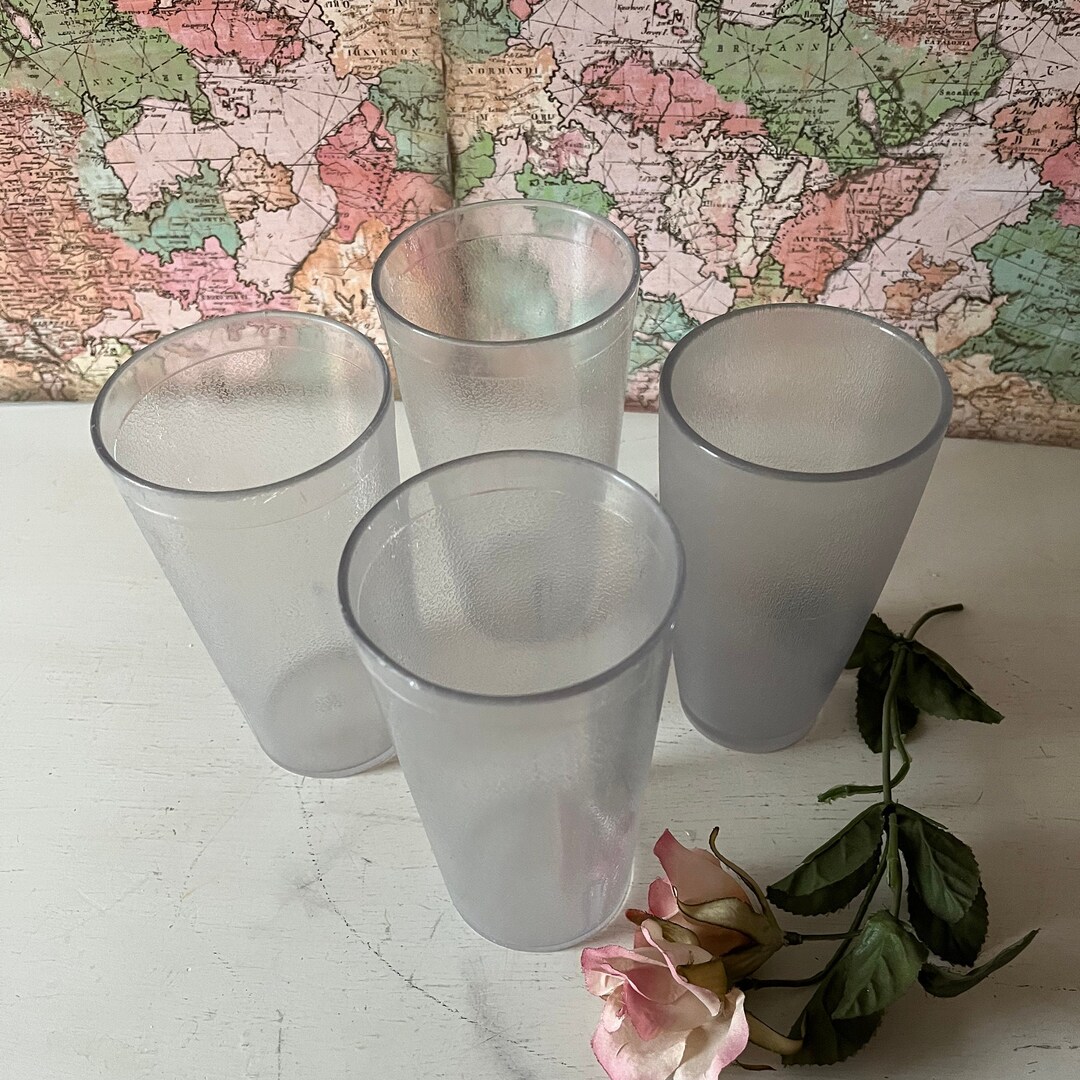 4 Used, Hard Plastic Restaurant Style Drinking Glasses / Vintage Drink ...