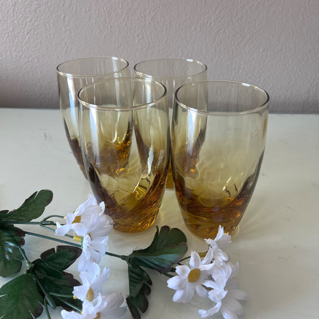 Libbey's Amber Honey Swirl Tumblers / Gold Swirl Amber Tumblers / 12 ...