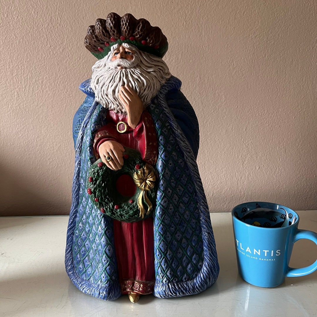 Vintage Ceramic Painted Santa Clause Figure, Statue / Vintage Christmas ...