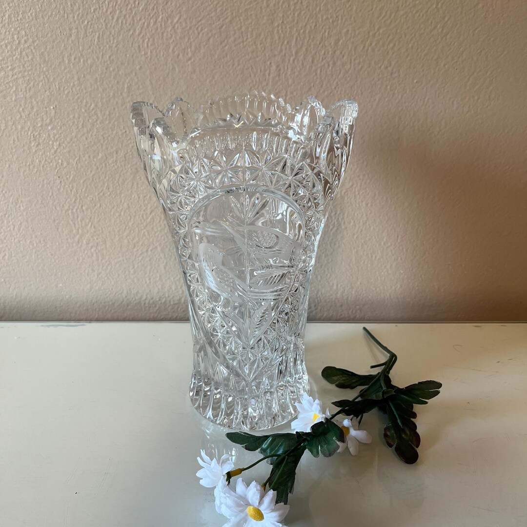 Discontinue Hofbauer Byrd 10 Crystal Vase From Germany / Pressed Glass ...