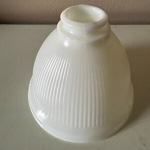 Opaque White Ribbed Lamp Shade / Milk Glass Diffuser Lamp Shade for Hanging Fixture or Torchiere ...