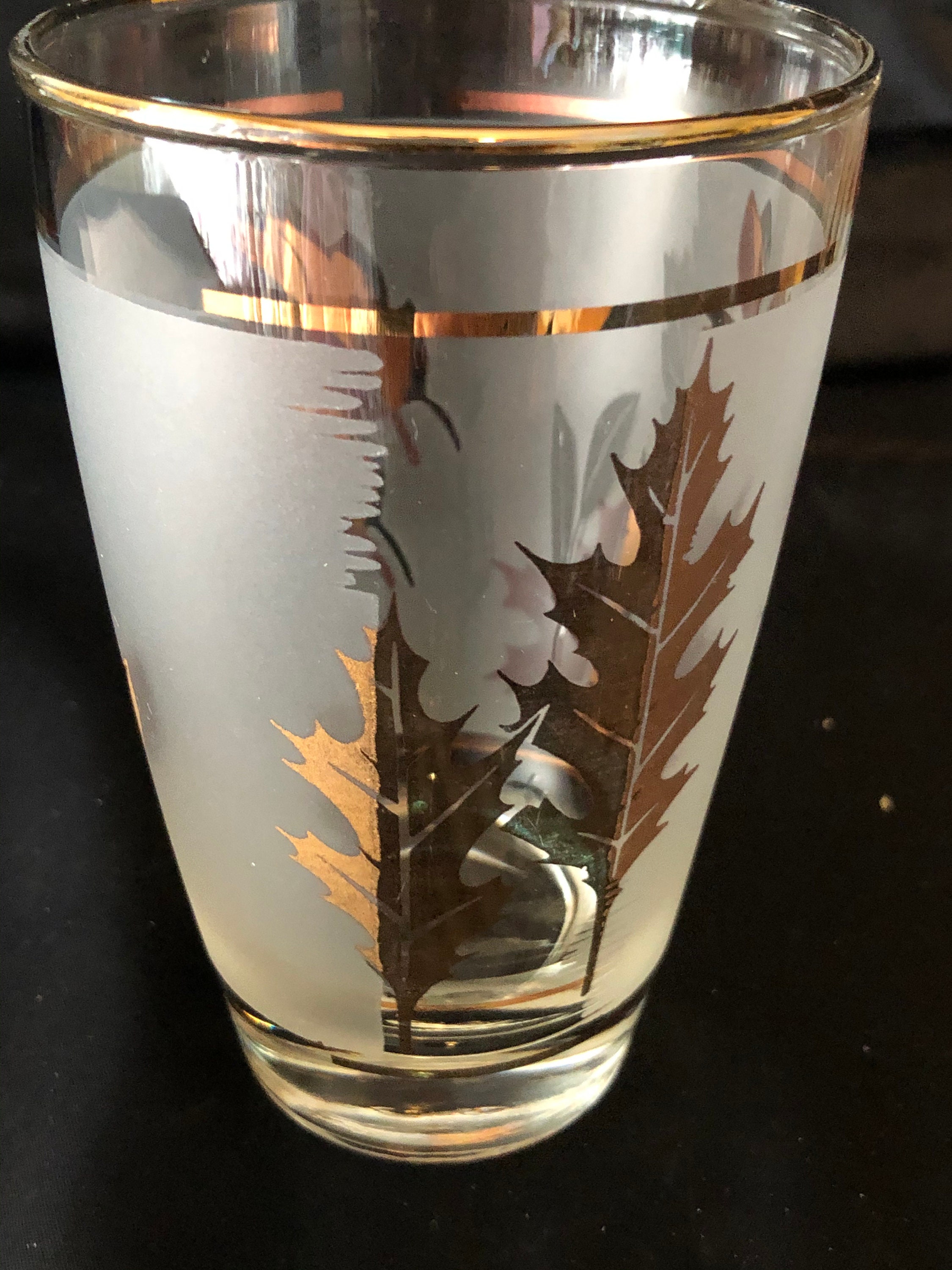Gold Leaf Glasses By Libbeys Set Of4 Small Water Or Juice Etsy