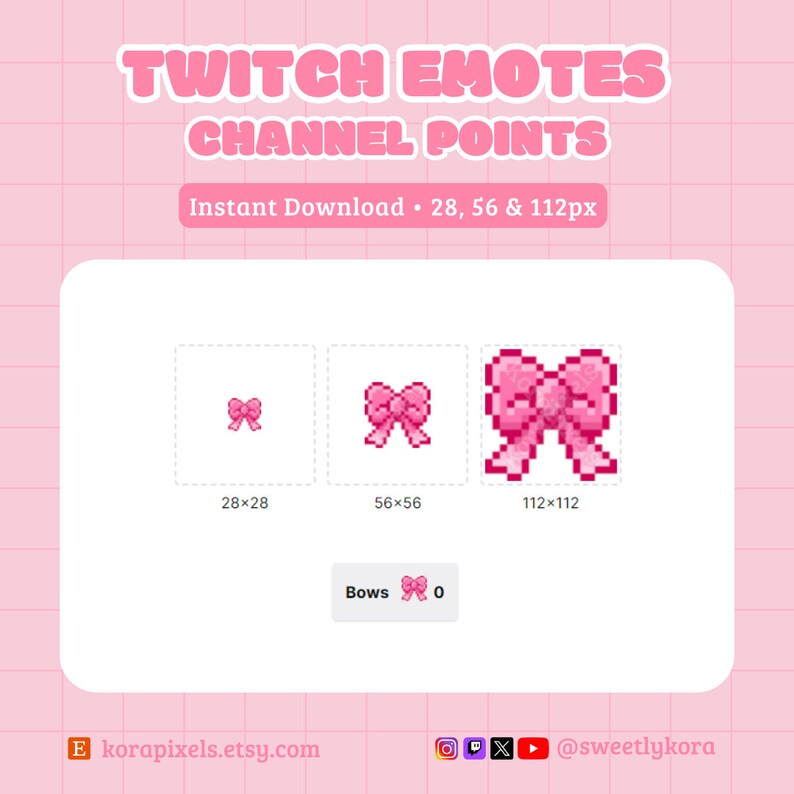 Pink Bow Coquette Emote & Channel Points Icon for Twitch | Premade ...
