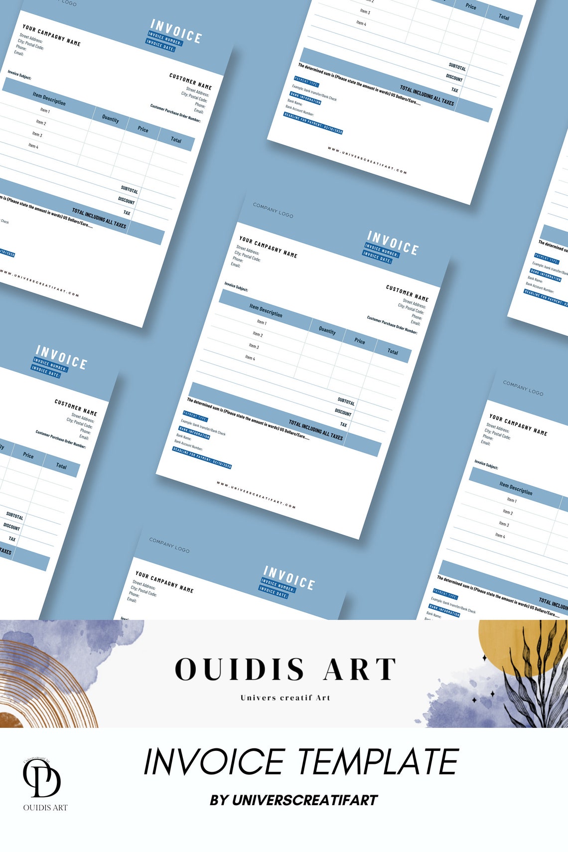 Minimalist Invoice Template, Professional Invoice Template, Billing ...