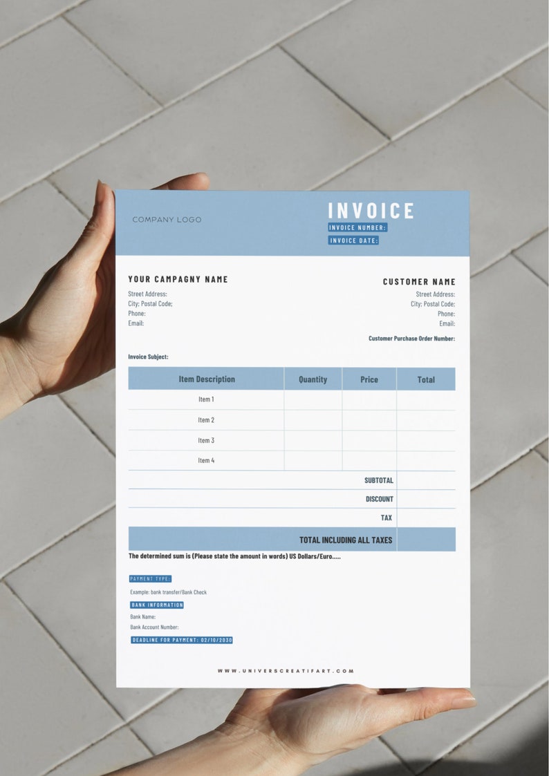 Minimalist Invoice Template, Professional Invoice Template, Billing ...