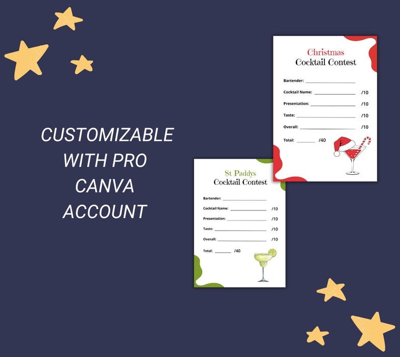 Cocktail Contest Scorecards Bundle - Girls Night, Galentines, and ...