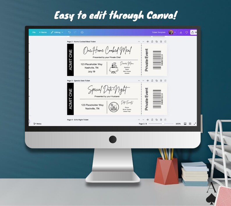 Editable Home Cooked Meal Ticket Template (digital Download) - Etsy