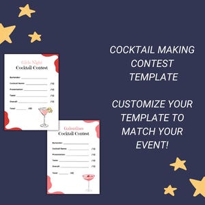 Cocktail Contest Scorecards Bundle - Girls Night, Galentines, and ...