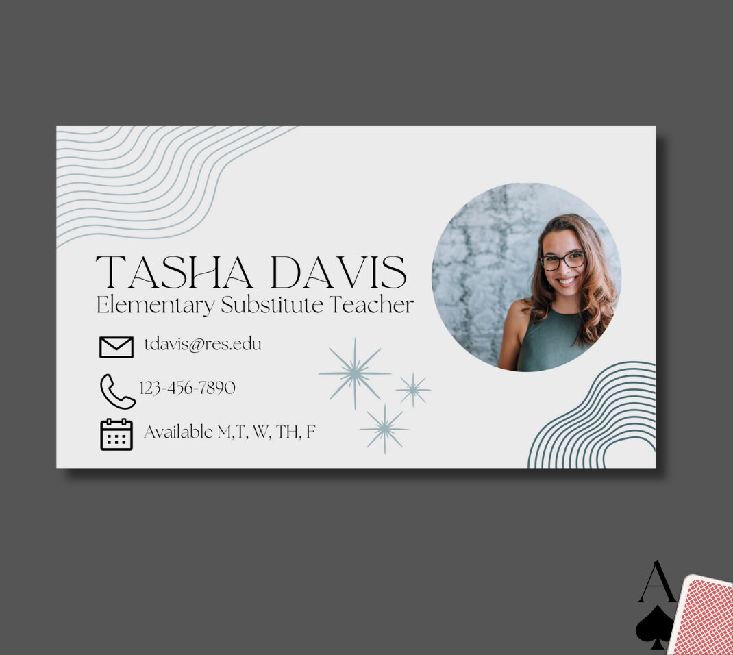 Professional Teacher Business Card Template | Customizable Digital ...