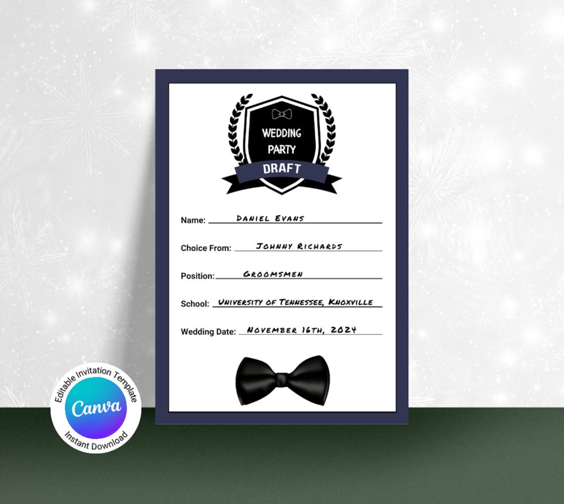 NFL Draft Themed Groomsmen Proposal Card | Sports Invitation Template ...