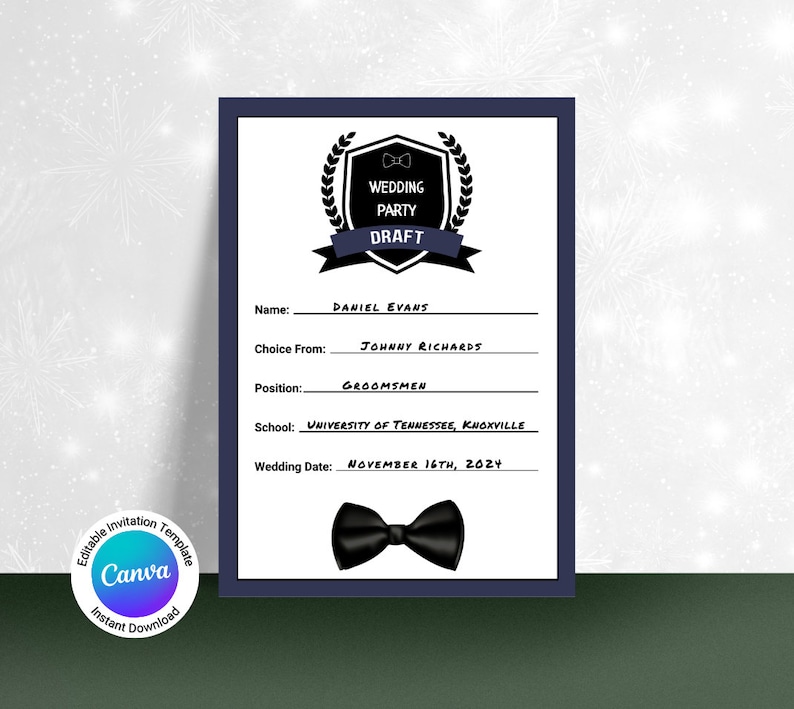 NFL Draft Themed Groomsmen Proposal Card | Sports Invitation ...