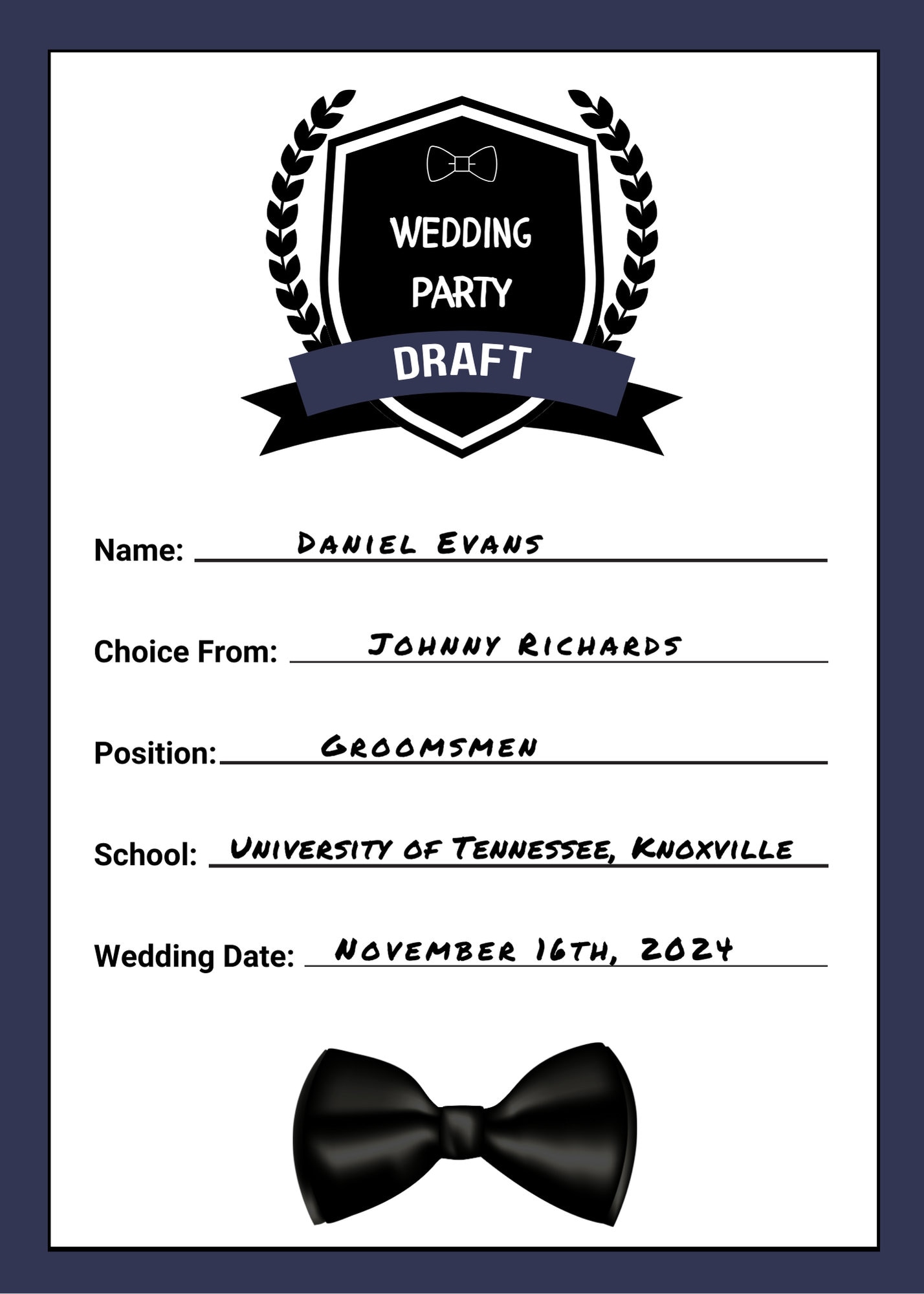 NFL Draft Themed Groomsmen Proposal Card | Sports Invitation Template ...