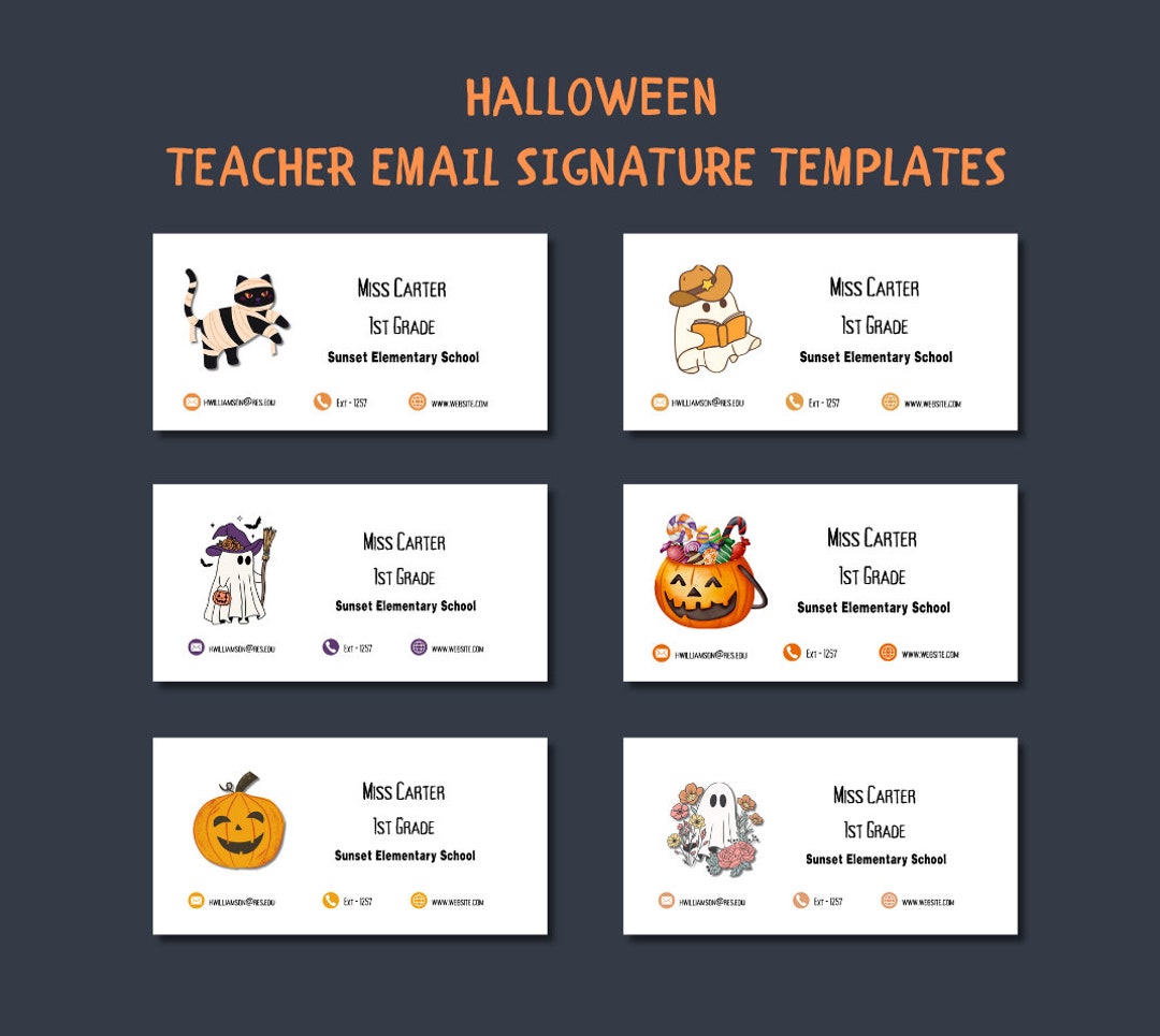 Halloween Teacher Email Signature Templates Editable Digital Download ...