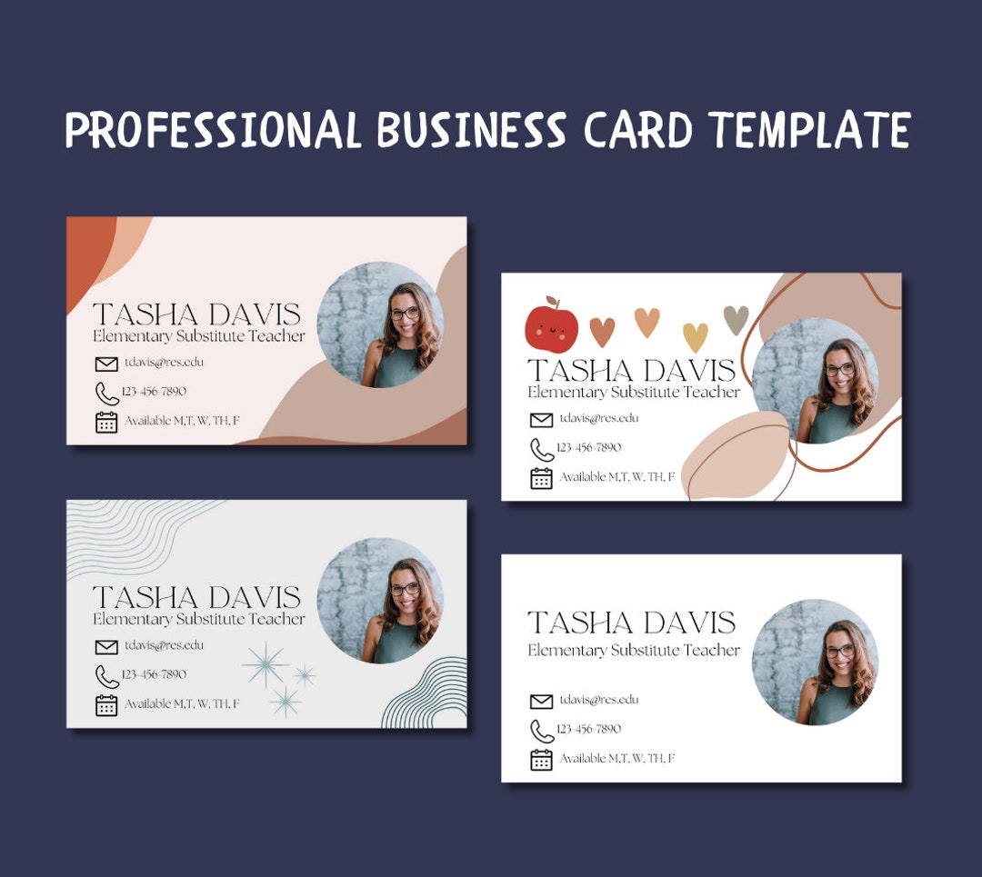 Professional Teacher Business Card Template | Customizable Digital ...