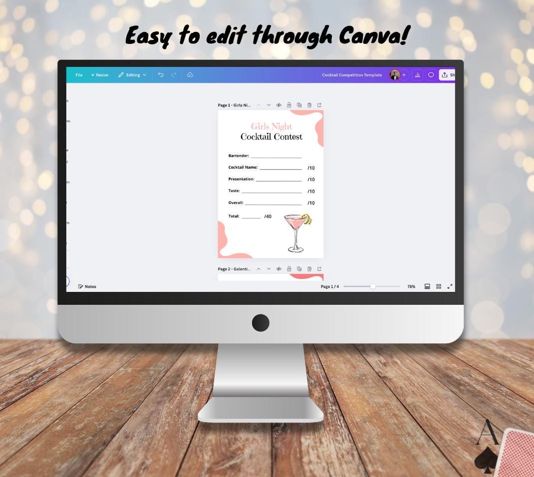 Cocktail Contest Scorecards Bundle - Girls Night, Galentines, and ...