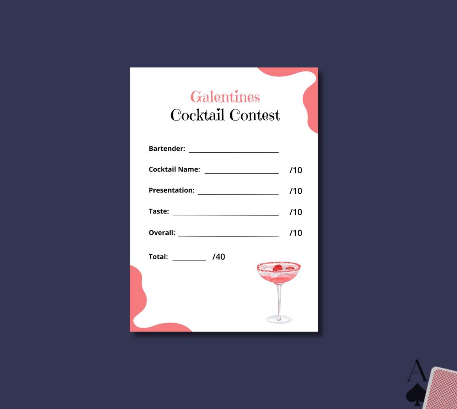 Cocktail Contest Scorecards Bundle - Girls Night, Galentines, and ...