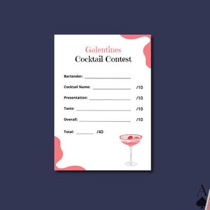Cocktail Contest Scorecards Bundle - Girls Night, Galentines, and ...
