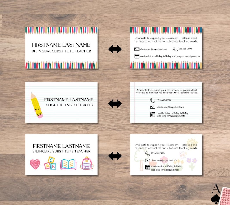 Editable Substitute Teacher Business Card Template (set of 3) - Etsy