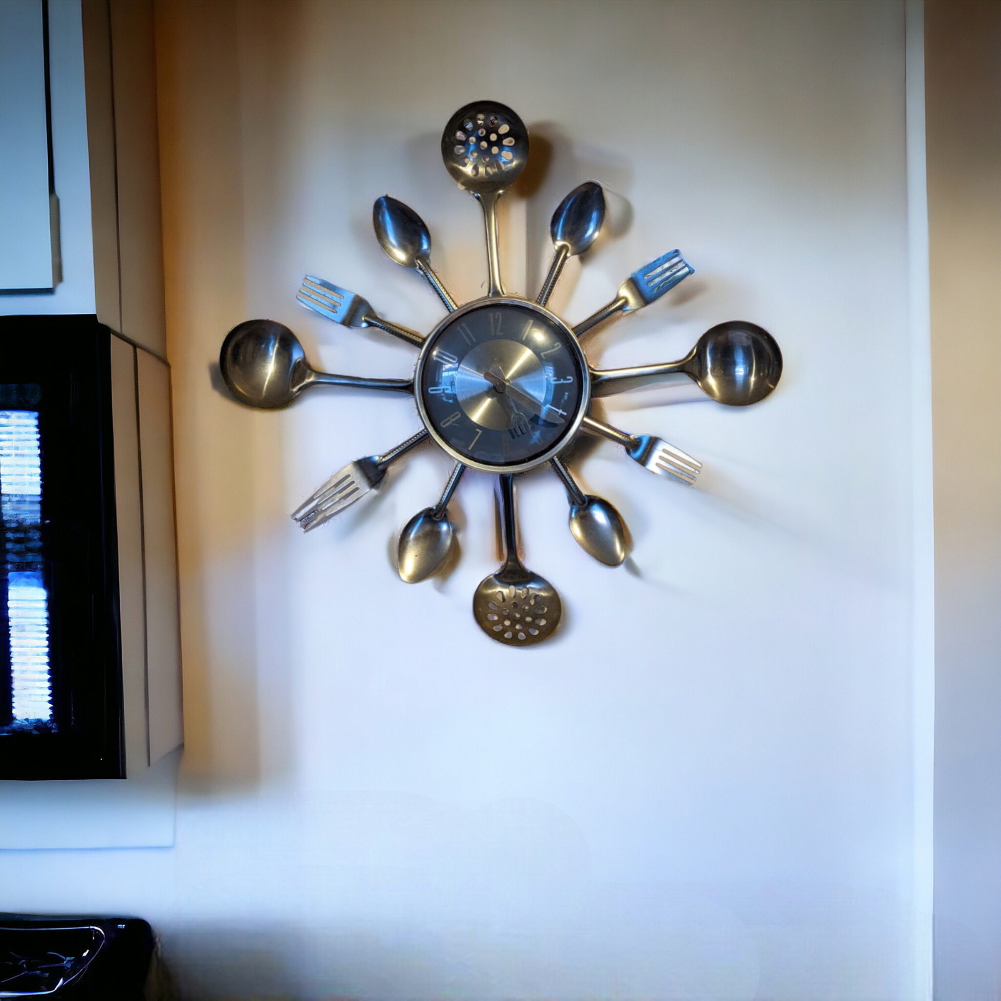 Steel Cutlery Clock, Kitchen Set Wall Clock Decoration, Unique Kitchen ...