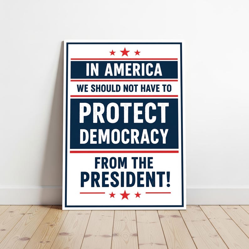 Protect Democracy Protest Poster, Political Activism Printable Sign, in ...