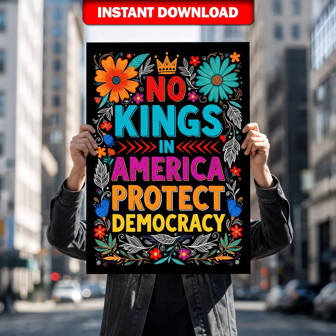 No Kings in America Poster – Protect Democracy Printable Art, Political ...