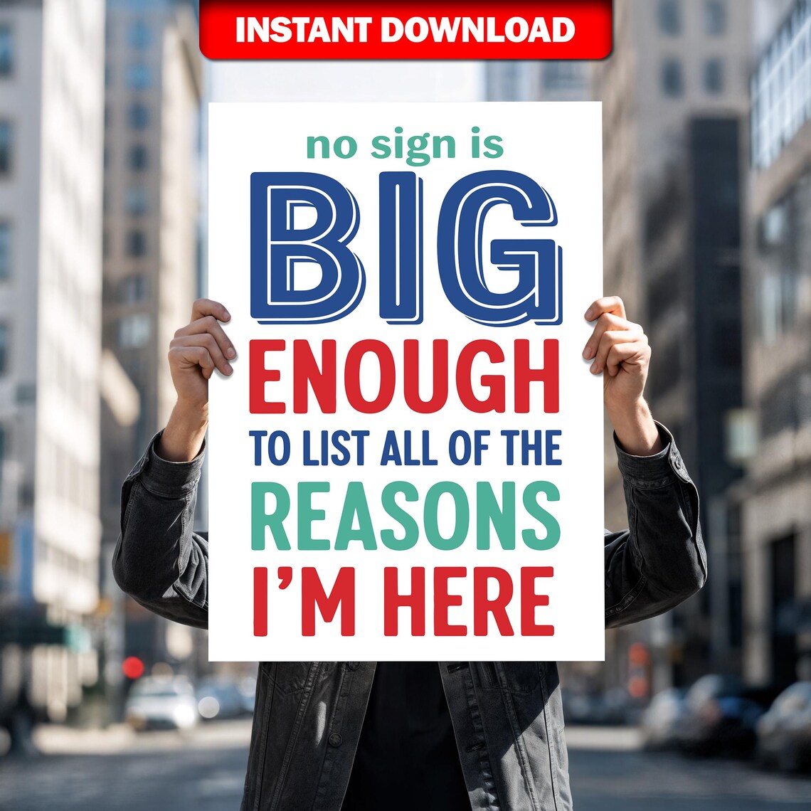 Printable Protest Sign Digital Download, 2025 Rally Signs, Pro ...
