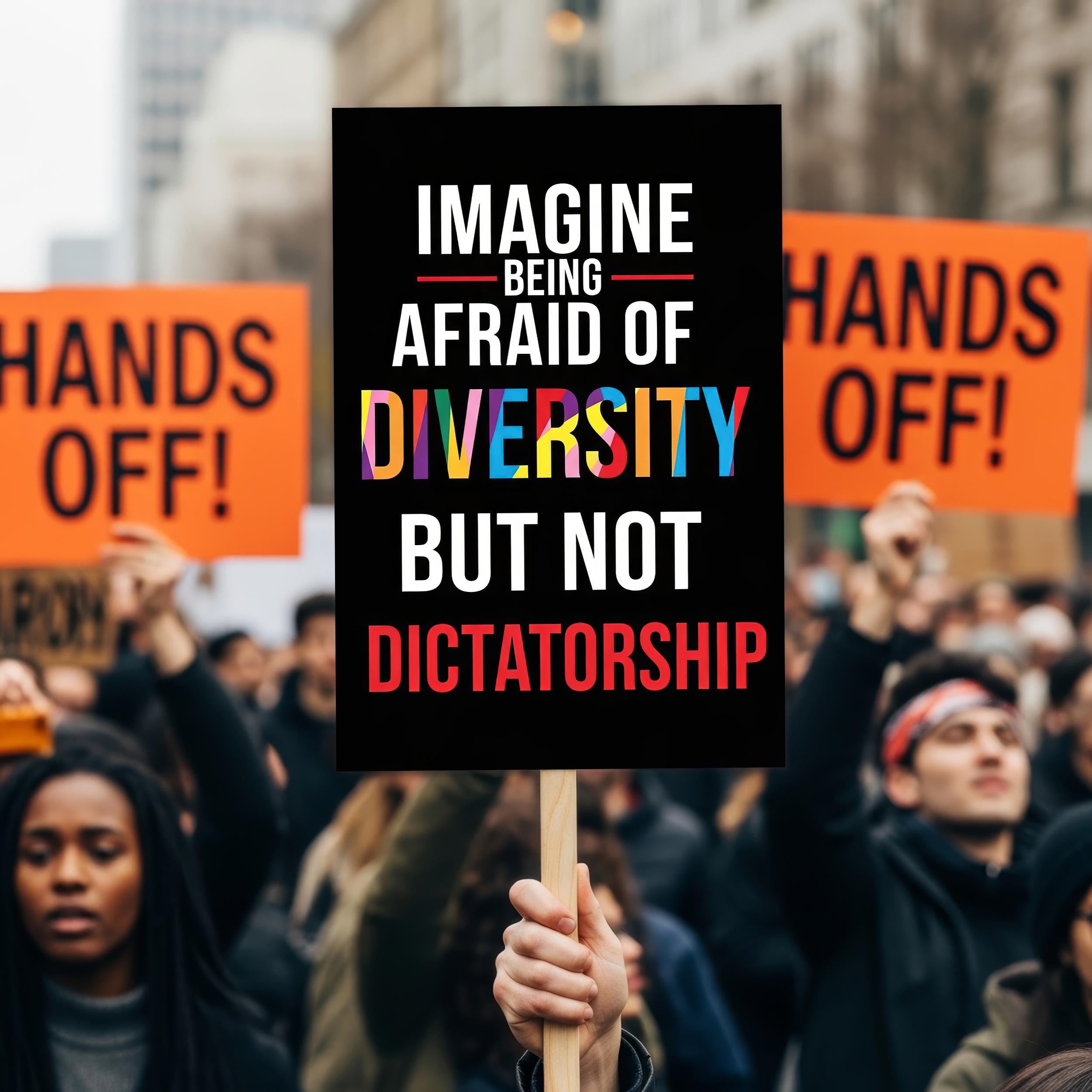 Diversity Not Dictatorship Protest Sign PRINTABLE | Anti-fascism ...
