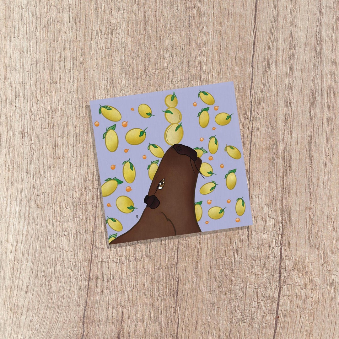 Capybara Lemon Sticker, Waterproof Square Decal, Lilac Color - Etsy